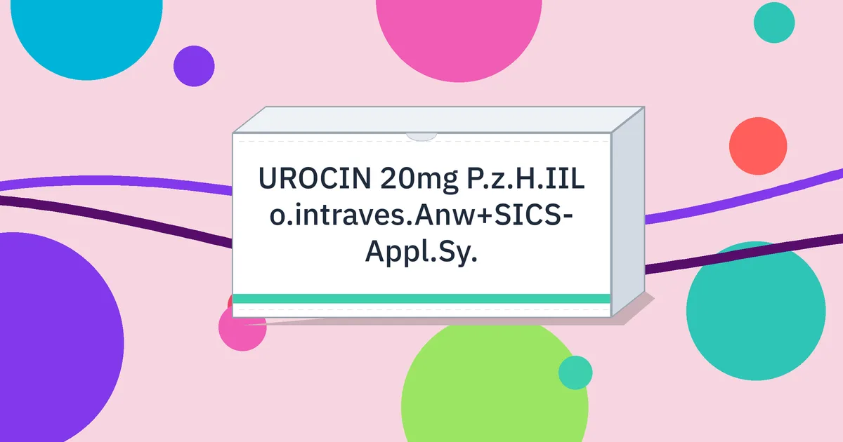 Symbolbild: Packung mit der Aufschrift UROCIN 20mg P.z.H.IIL o.intraves.Anw+SICS-Appl.Sy. (PZN 06980531) – Verfügbarkeit und Bezug in Apotheken in Frankfurt am Main