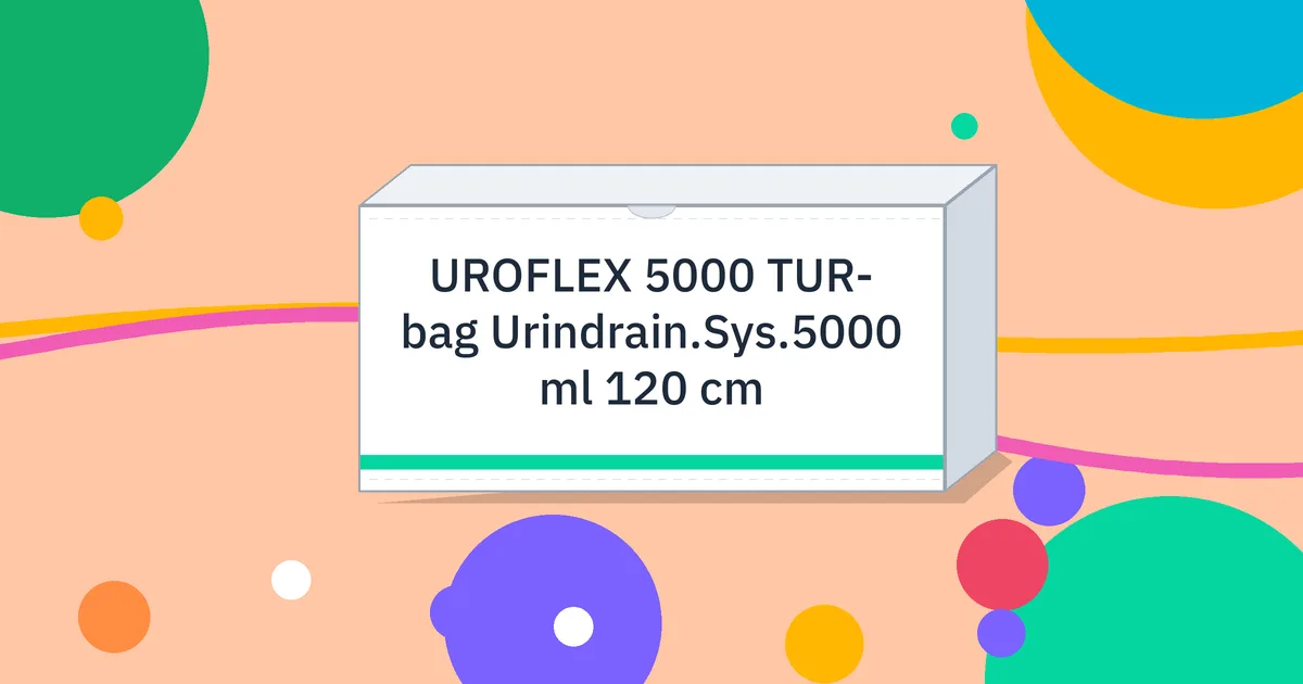 Symbolbild: Packung mit der Aufschrift UROFLEX 5000 TUR-bag Urindrain.Sys.5000 ml 120 cm (PZN 12426632) – Verfügbarkeit und Bezug in Apotheken in Frankfurt am Main