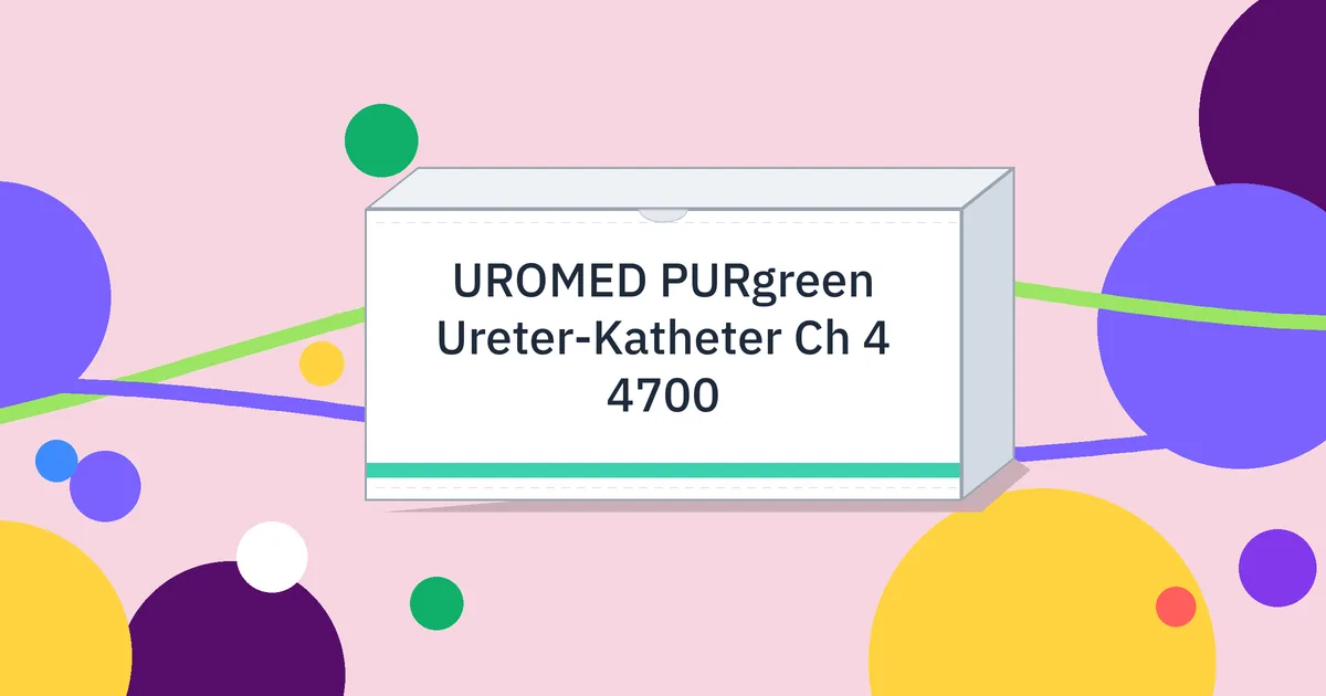 Symbolbild: Packung mit der Aufschrift UROMED PURgreen Ureter-Katheter Ch 4 4700 (PZN 01989786) – Verfügbarkeit und Bezug in Apotheken in Frankfurt am Main