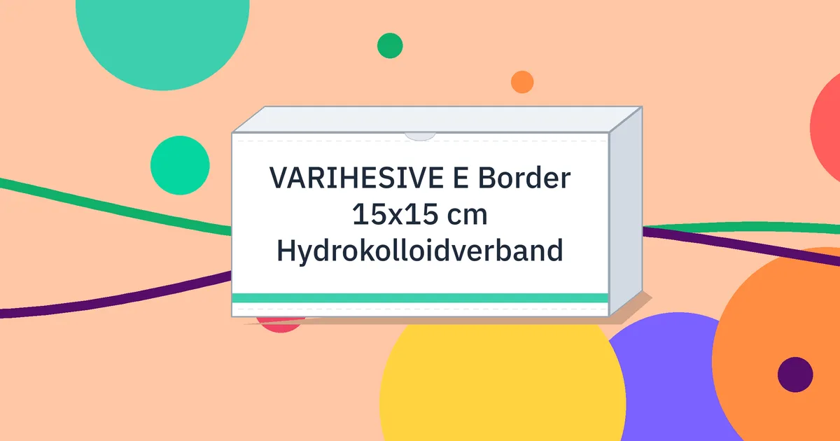 Symbolbild: Packung mit der Aufschrift VARIHESIVE E Border 15x15 cm Hydrokolloidverband (PZN 20055138) – Verfügbarkeit und Bezug in Apotheken in Frankfurt am Main