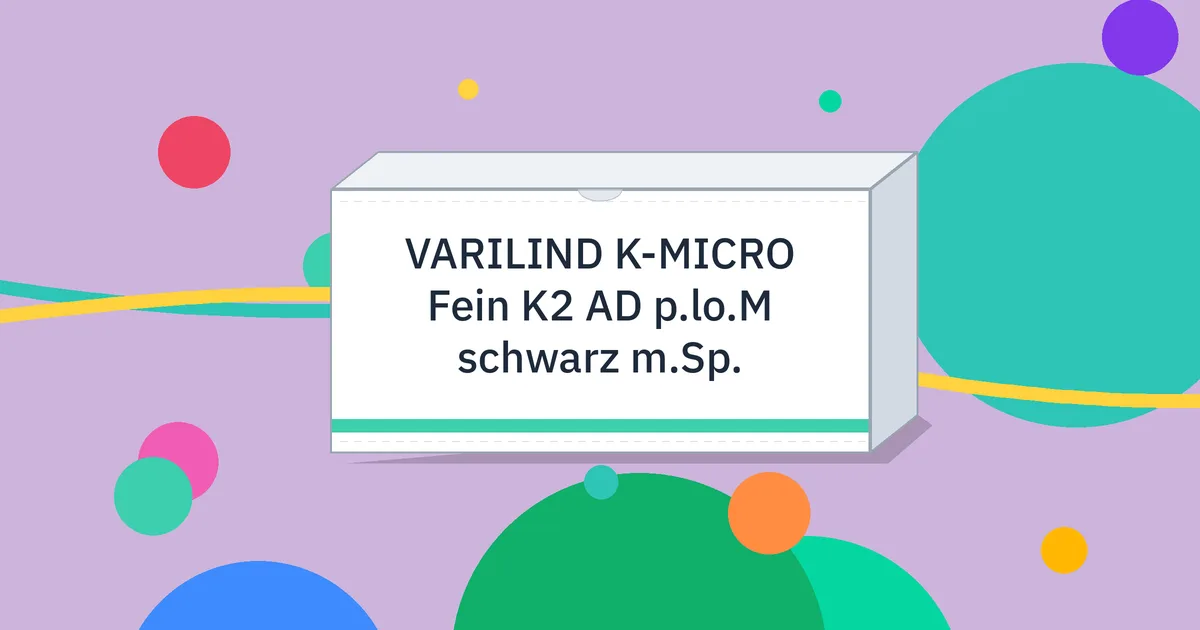 Symbolbild: Packung mit der Aufschrift VARILIND K-MICRO Fein K2 AD p.lo.M schwarz m.Sp. (PZN 20559057) – Verfügbarkeit und Bezug in Apotheken in Frankfurt am Main