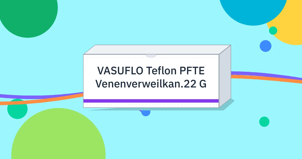 Symbolbild: Packung mit der Aufschrift VASUFLO Teflon PFTE Venenverweilkan.22 G (PZN 19888287) – Verfügbarkeit und Bezug in Apotheken in Frankfurt am Main
