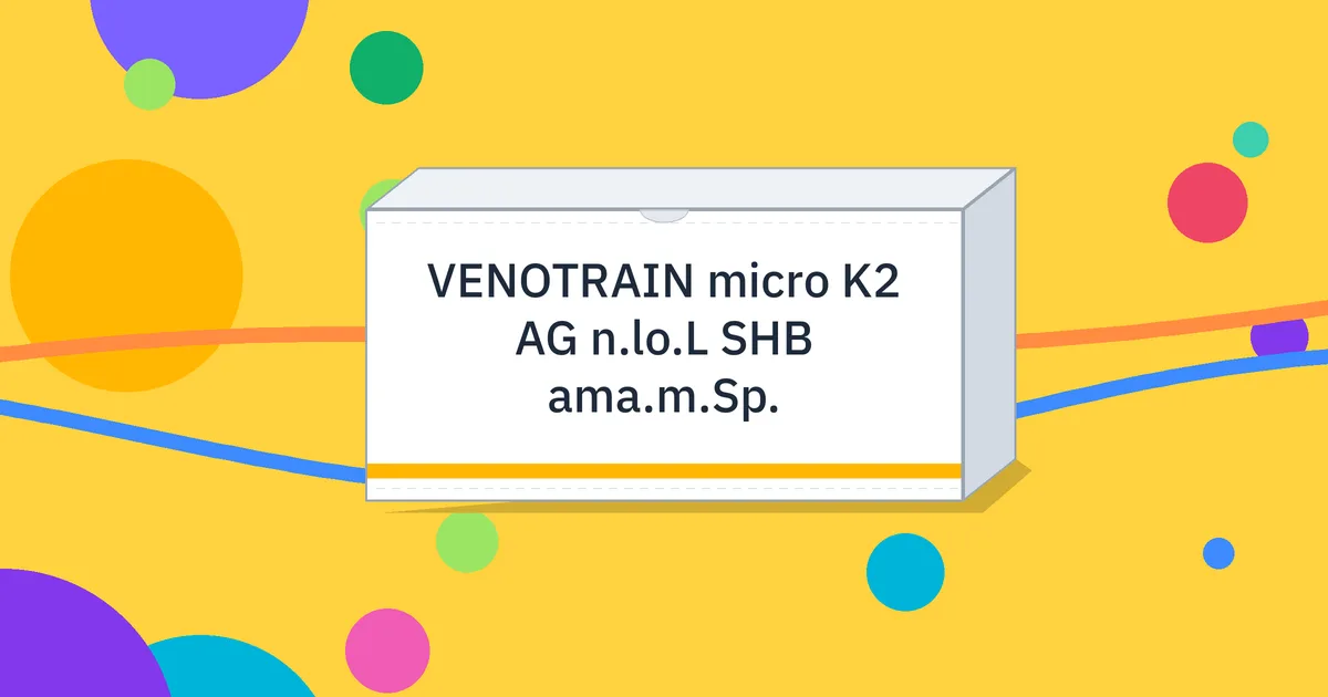 Symbolbild: Packung mit der Aufschrift VENOTRAIN micro K2 AG n.lo.L SHB ama.m.Sp. (PZN 02352766) – Verfügbarkeit und Bezug in Apotheken in Frankfurt am Main