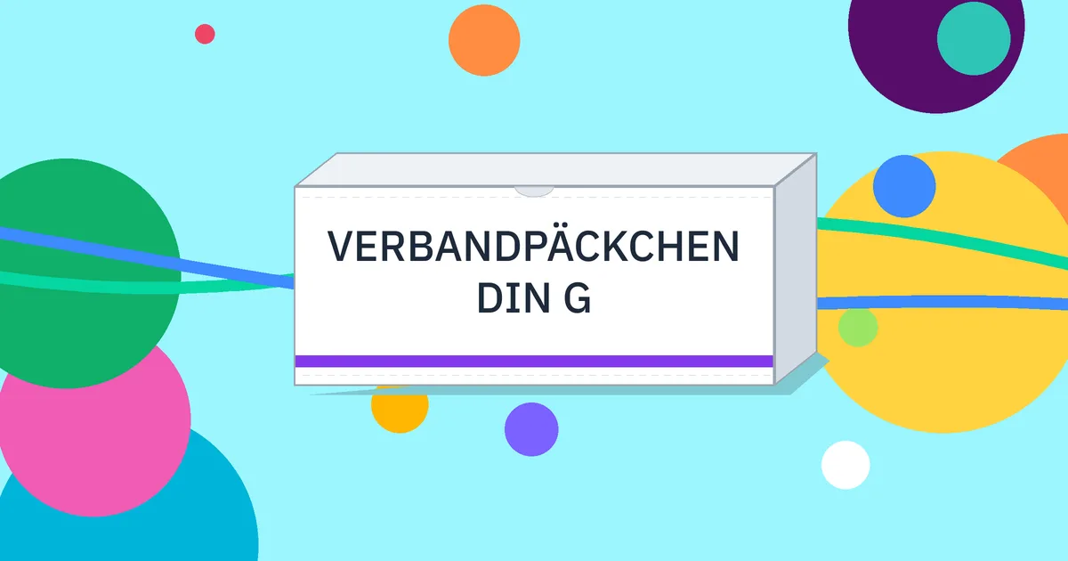 Symbolbild: Packung mit der Aufschrift VERBANDPÄCKCHEN DIN G (PZN 10080218) – Verfügbarkeit und Bezug in Apotheken in Frankfurt am Main