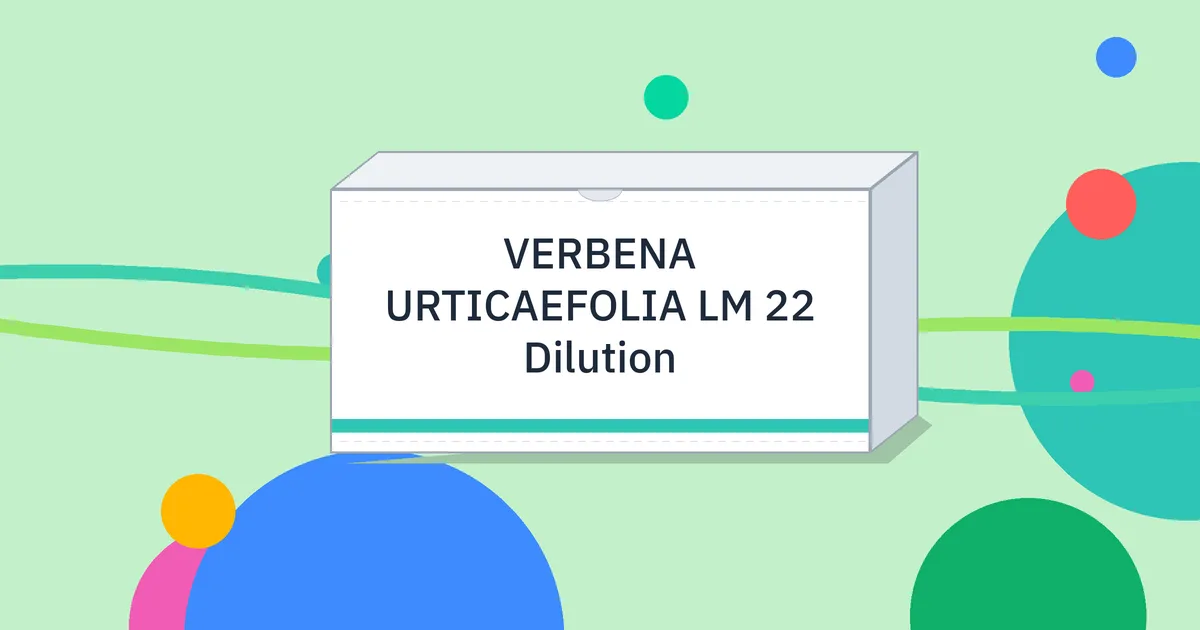 Symbolbild: Packung mit der Aufschrift VERBENA URTICAEFOLIA LM 22 Dilution (PZN 13268247) – Verfügbarkeit und Bezug in Apotheken in Frankfurt am Main