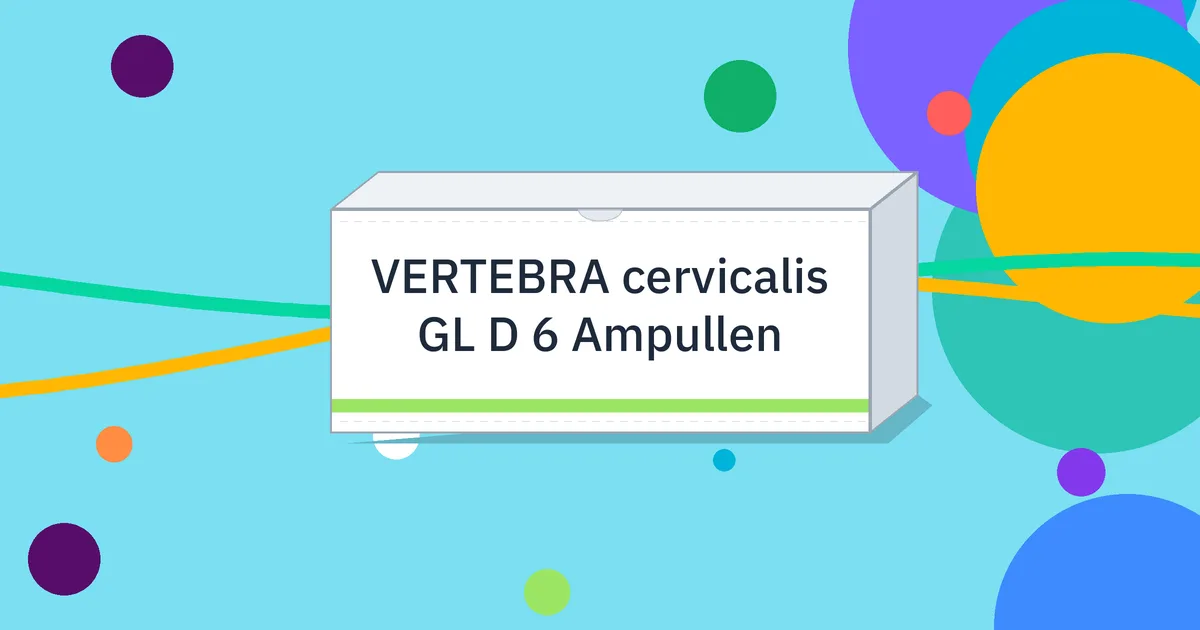 Symbolbild: Packung mit der Aufschrift VERTEBRA cervicalis GL D 6 Ampullen (PZN 03793573) – Verfügbarkeit und Bezug in Apotheken in Frankfurt am Main