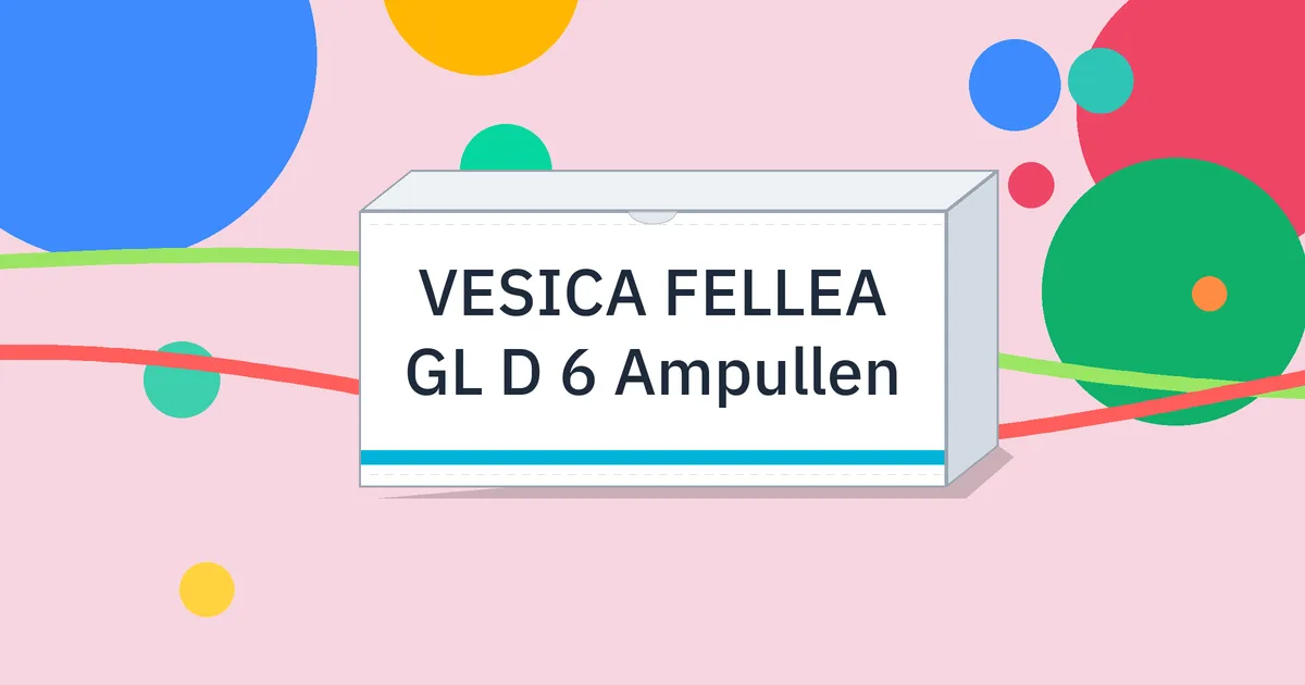 Symbolbild: Packung mit der Aufschrift VESICA FELLEA GL D 6 Ampullen (PZN 03353727) – Verfügbarkeit und Bezug in Apotheken in Frankfurt am Main