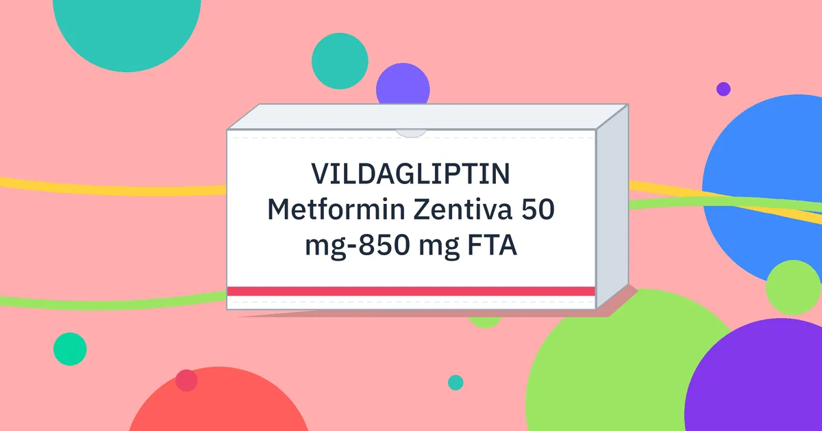 Symbolbild: Packung mit der Aufschrift VILDAGLIPTIN Metformin Zentiva 50 mg-850 mg FTA (PZN 17617495) – Verfügbarkeit und Bezug in Apotheken in Frankfurt am Main