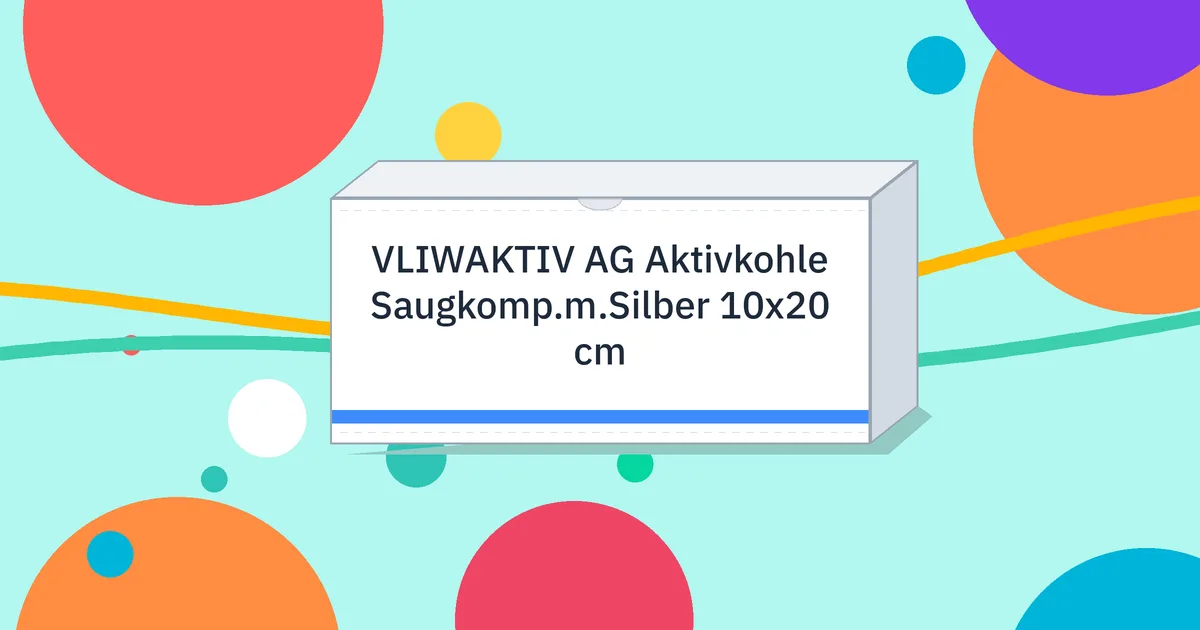 Symbolbild: Packung mit der Aufschrift VLIWAKTIV AG Aktivkohle Saugkomp.m.Silber 10x20 cm (PZN 04871720) – Verfügbarkeit und Bezug in Apotheken in Frankfurt am Main