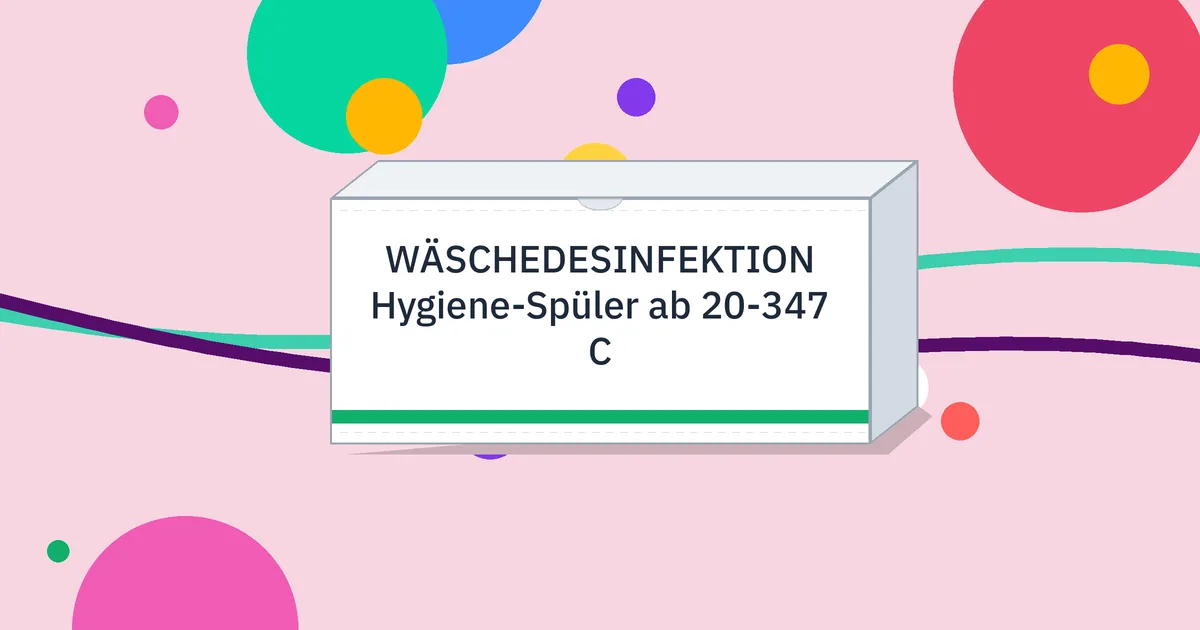 Symbolbild: Packung mit der Aufschrift WÄSCHEDESINFEKTION Hygiene-Spüler ab 20-347 C (PZN 01287498) – Verfügbarkeit und Bezug in Apotheken in Frankfurt am Main