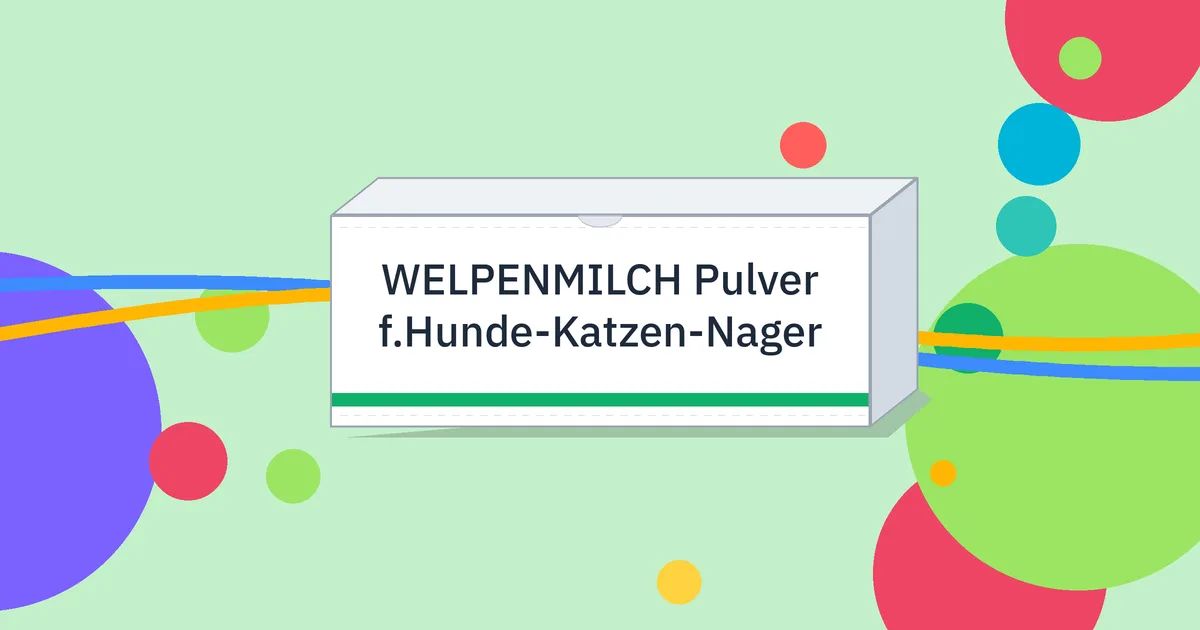 Symbolbild: Packung mit der Aufschrift WELPENMILCH Pulver f.Hunde-Katzen-Nager (PZN 10749213) – Verfügbarkeit und Bezug in Apotheken in Frankfurt am Main