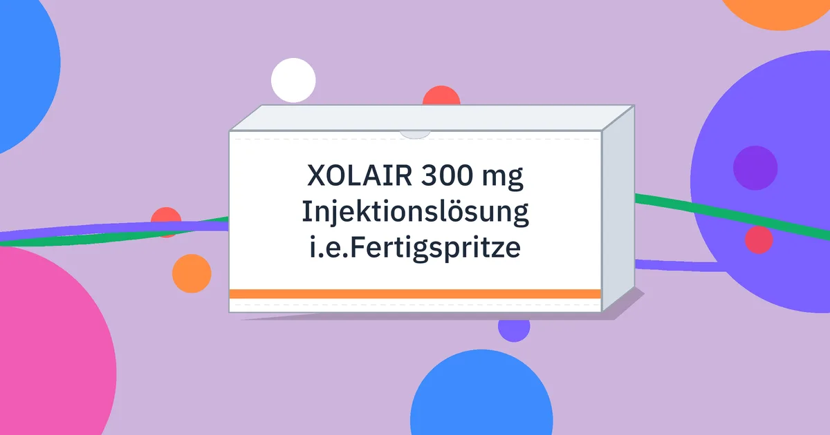 Symbolbild: Packung mit der Aufschrift XOLAIR 300 mg Injektionslösung i.e.Fertigspritze (PZN 19500426) – Verfügbarkeit und Bezug in Apotheken in Frankfurt am Main