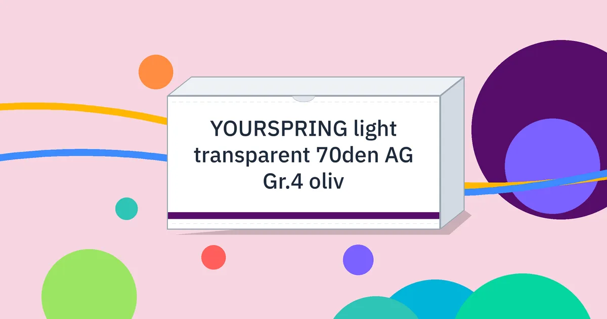 Symbolbild: Packung mit der Aufschrift YOURSPRING light transparent 70den AG Gr.4 oliv (PZN 18056320) – Verfügbarkeit und Bezug in Apotheken in Frankfurt am Main