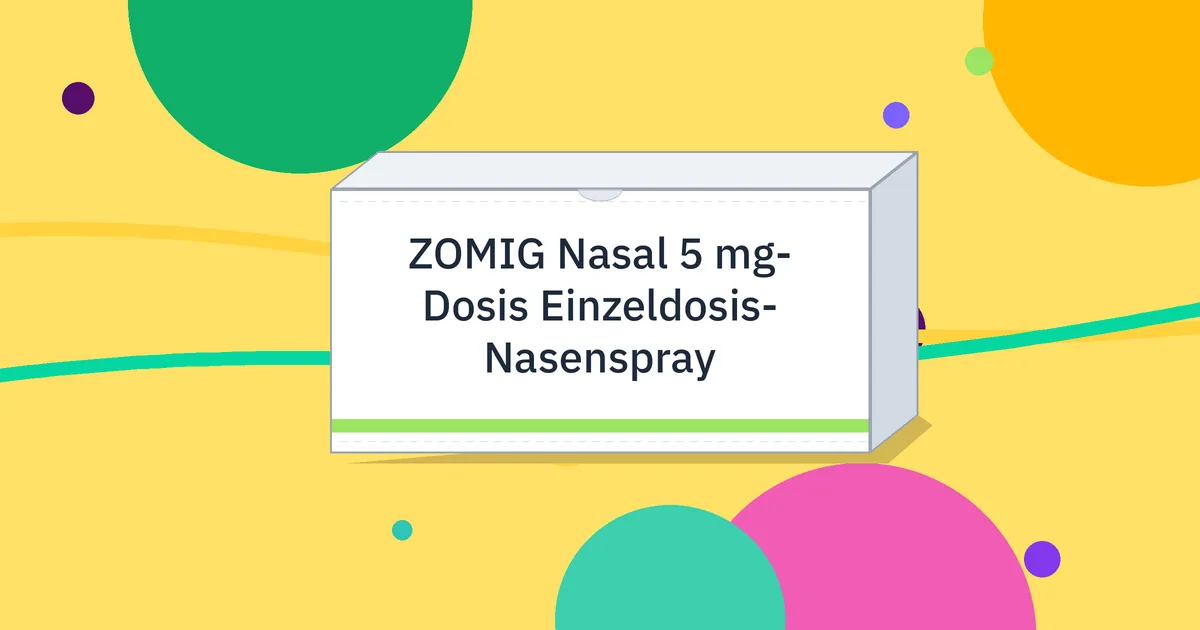 Symbolbild: Packung mit der Aufschrift ZOMIG Nasal 5 mg-Dosis Einzeldosis-Nasenspray (PZN 15328195) – Verfügbarkeit und Bezug in Apotheken in Frankfurt am Main