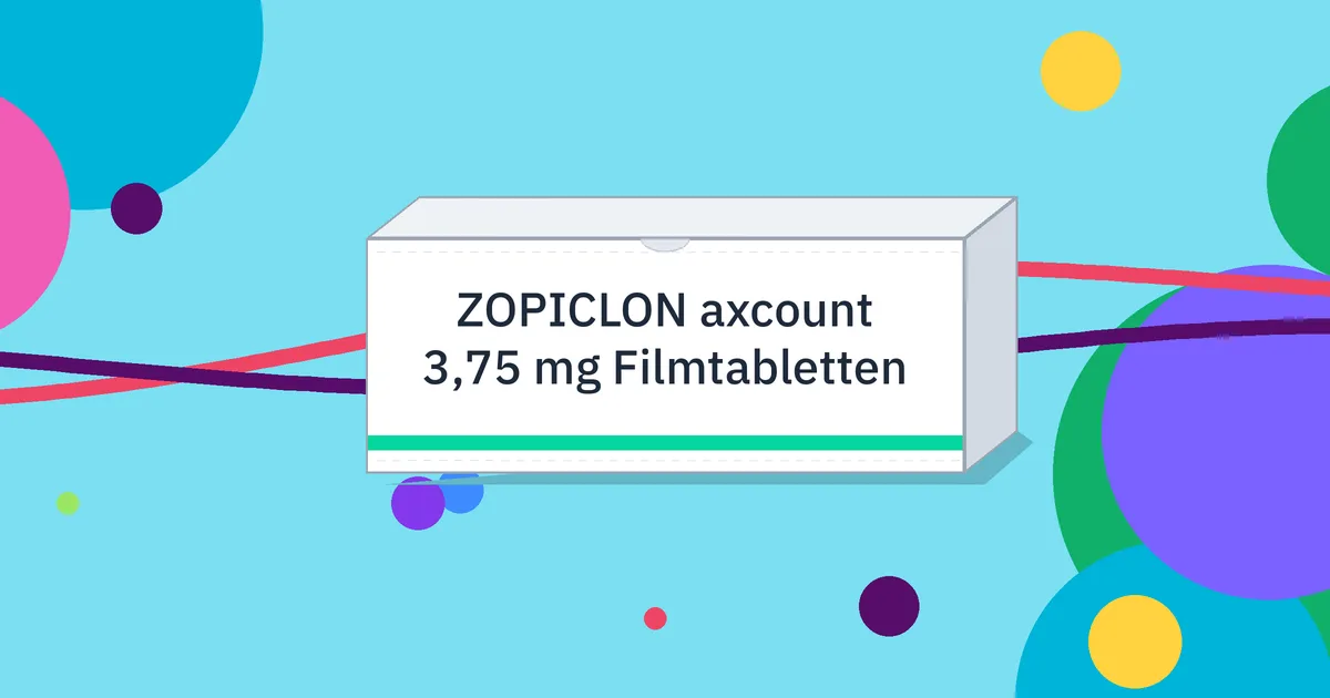 Symbolbild: Packung mit der Aufschrift ZOPICLON axcount 3,75 mg Filmtabletten (PZN 10342871) – Verfügbarkeit und Bezug in Apotheken in Frankfurt am Main