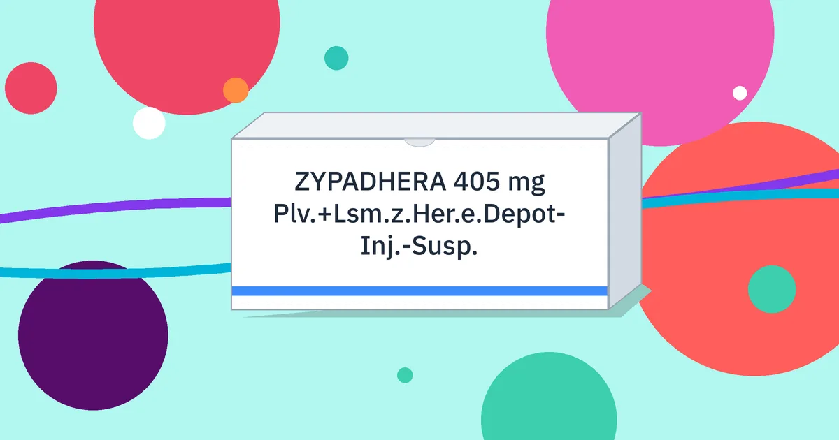 Symbolbild: Packung mit der Aufschrift ZYPADHERA 405 mg Plv.+Lsm.z.Her.e.Depot-Inj.-Susp. (PZN 10068312) – Verfügbarkeit und Bezug in Apotheken in Frankfurt am Main