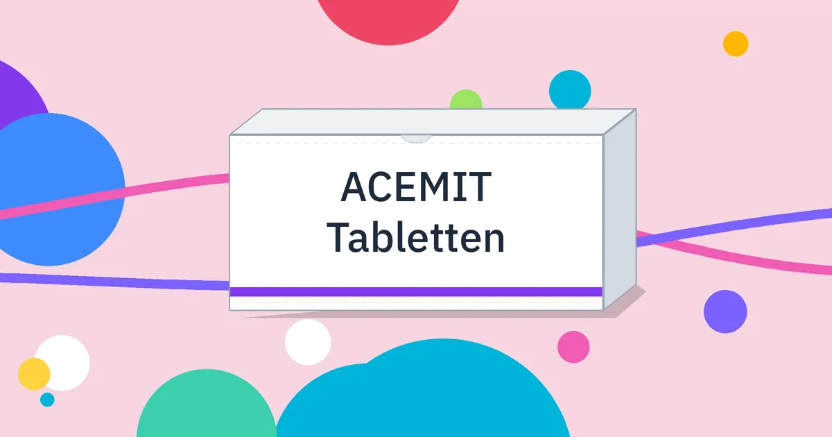 Symbolbild: Packung mit der Aufschrift ACEMIT Tabletten (PZN 08473229) – Verfügbarkeit und Bezug in Apotheken in Frankfurt am Main