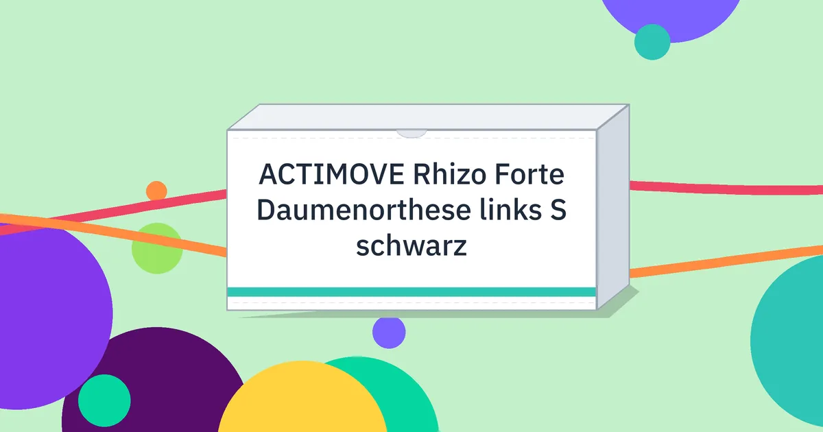 Symbolbild: Packung mit der Aufschrift ACTIMOVE Rhizo Forte Daumenorthese links S schwarz (PZN 18017521) – Verfügbarkeit und Bezug in Apotheken in Frankfurt am Main