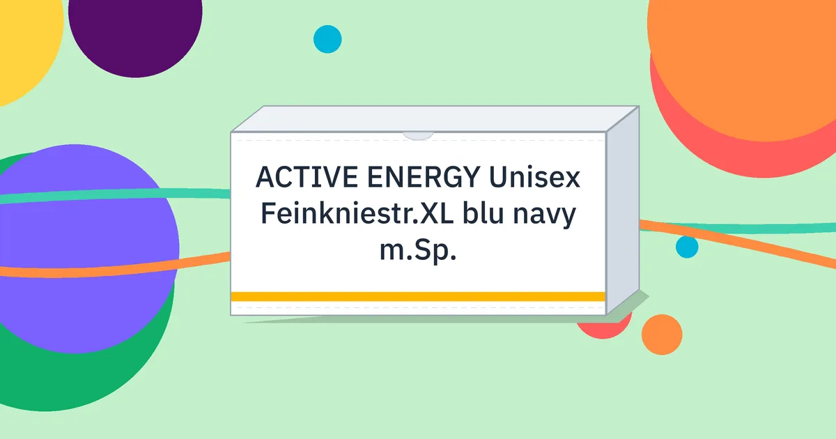 Symbolbild: Packung mit der Aufschrift ACTIVE ENERGY Unisex Feinkniestr.XL blu navy m.Sp. (PZN 06448500) – Verfügbarkeit und Bezug in Apotheken in Frankfurt am Main