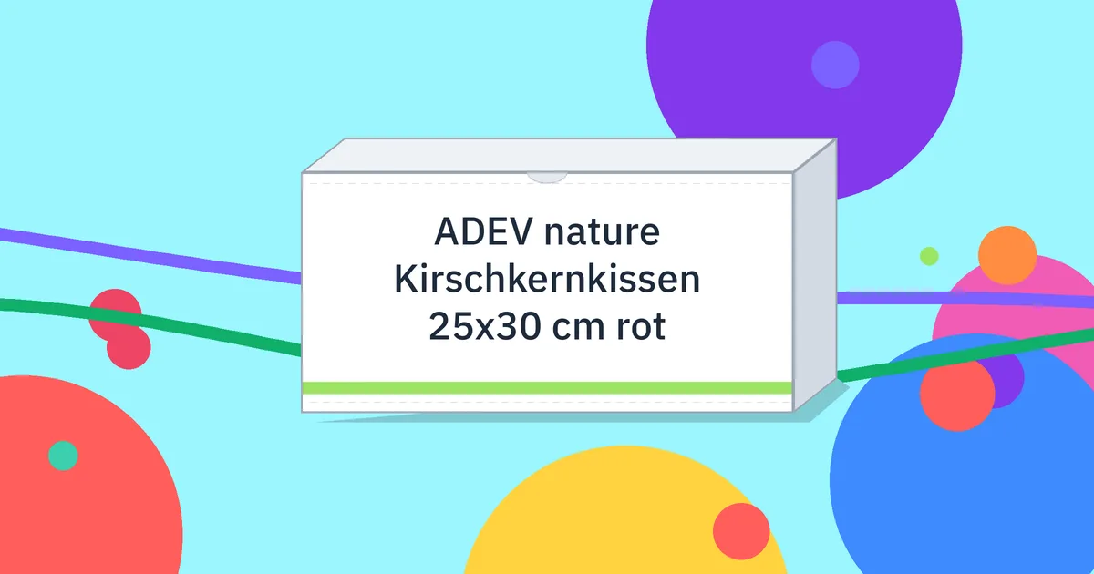 Symbolbild: Packung mit der Aufschrift ADEV nature Kirschkernkissen 25x30 cm rot (PZN 03756572) – Verfügbarkeit und Bezug in Apotheken in Frankfurt am Main