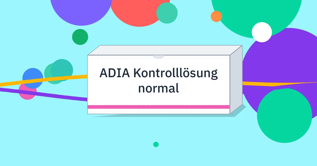 Symbolbild: Packung mit der Aufschrift ADIA Kontrolllösung normal (PZN 11110482) – Verfügbarkeit und Bezug in Apotheken in Frankfurt am Main