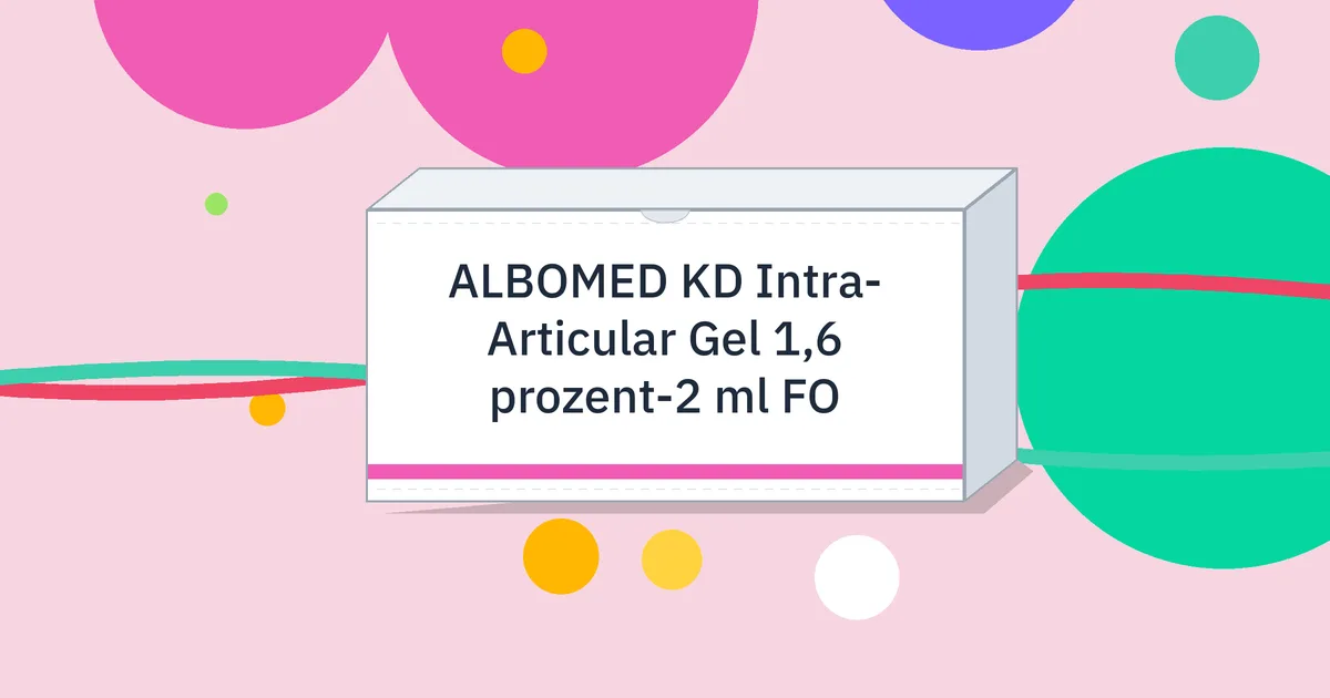 Symbolbild: Packung mit der Aufschrift ALBOMED KD Intra-Articular Gel 1,6 prozent-2 ml FO (PZN 20405822) – Verfügbarkeit und Bezug in Apotheken in Frankfurt am Main