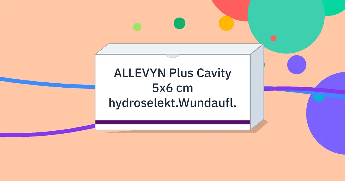 Symbolbild: Packung mit der Aufschrift ALLEVYN Plus Cavity 5x6 cm hydroselekt.Wundaufl. (PZN 05868571) – Verfügbarkeit und Bezug in Apotheken in Frankfurt am Main