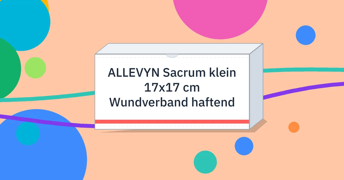 Symbolbild: Packung mit der Aufschrift ALLEVYN Sacrum klein 17x17 cm Wundverband haftend (PZN 10019130) – Verfügbarkeit und Bezug in Apotheken in Frankfurt am Main