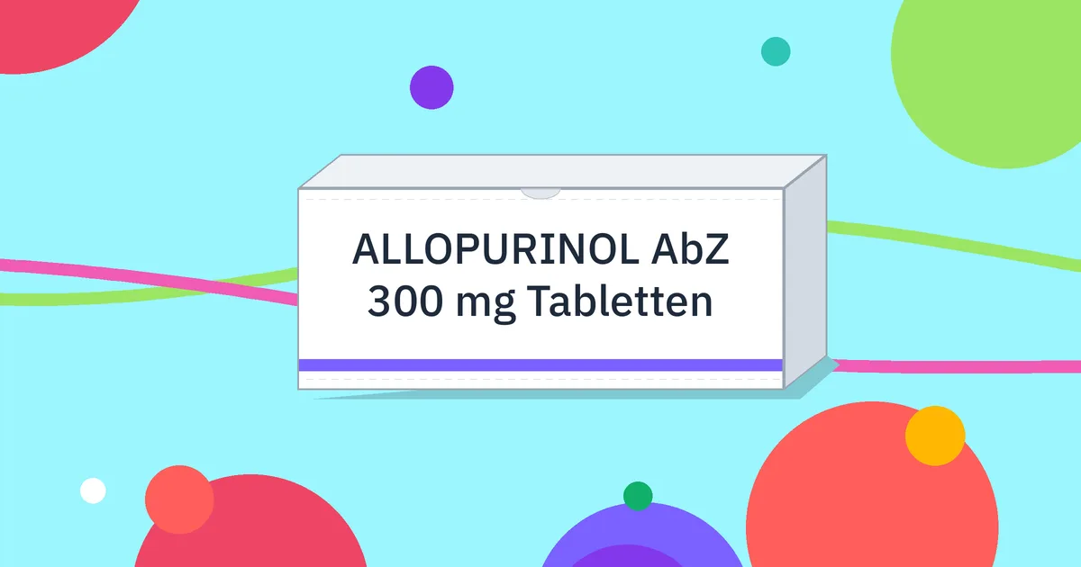 Symbolbild: Packung mit der Aufschrift ALLOPURINOL AbZ 300 mg Tabletten (PZN 01014636) – Verfügbarkeit und Bezug in Apotheken in Frankfurt am Main