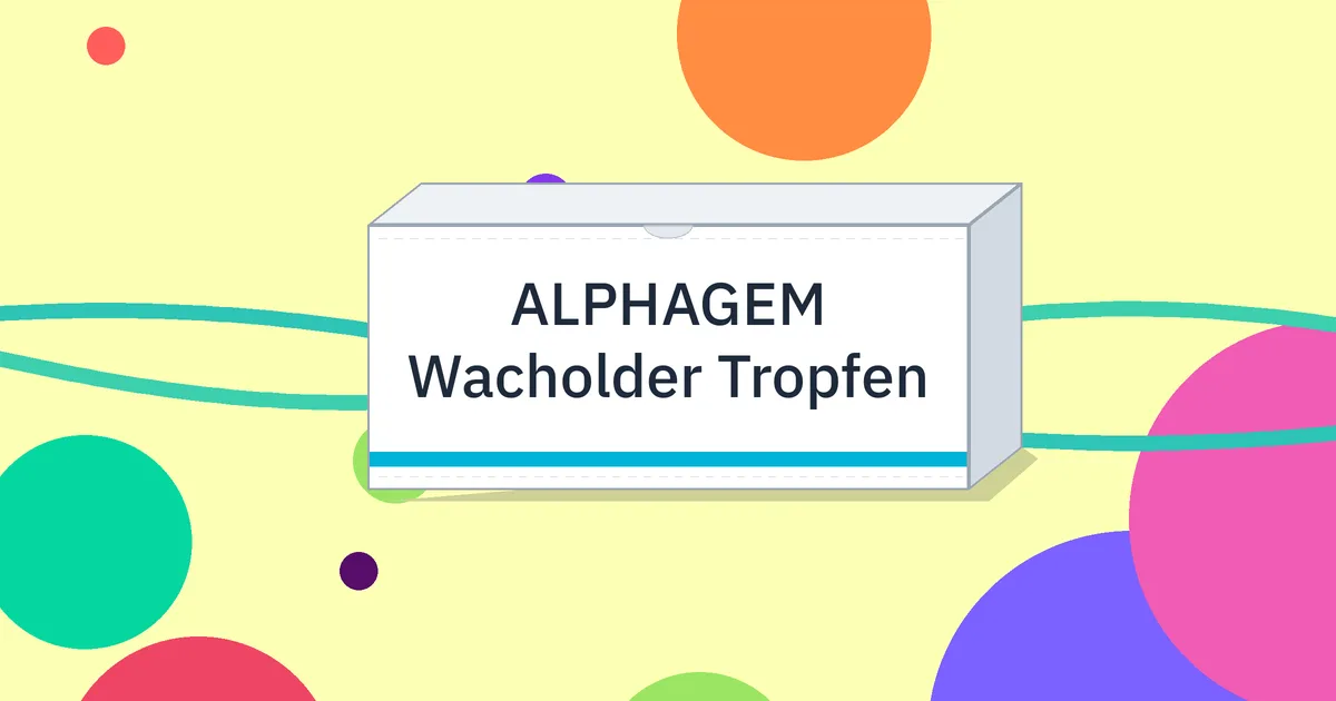 Symbolbild: Packung mit der Aufschrift ALPHAGEM Wacholder Tropfen (PZN 20297189) – Verfügbarkeit und Bezug in Apotheken in Frankfurt am Main