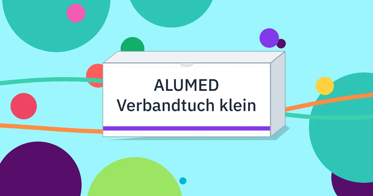 Symbolbild: Packung mit der Aufschrift ALUMED Verbandtuch klein (PZN 12604476) – Verfügbarkeit und Bezug in Apotheken in Frankfurt am Main