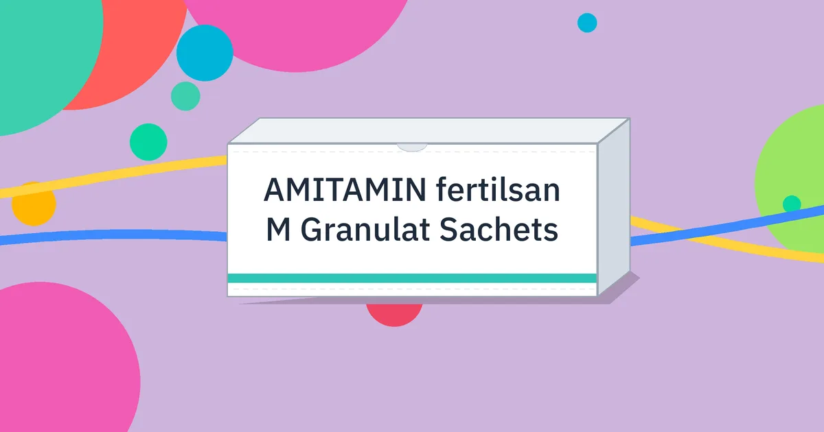 Symbolbild: Packung mit der Aufschrift AMITAMIN fertilsan M Granulat Sachets (PZN 10931372) – Verfügbarkeit und Bezug in Apotheken in Frankfurt am Main