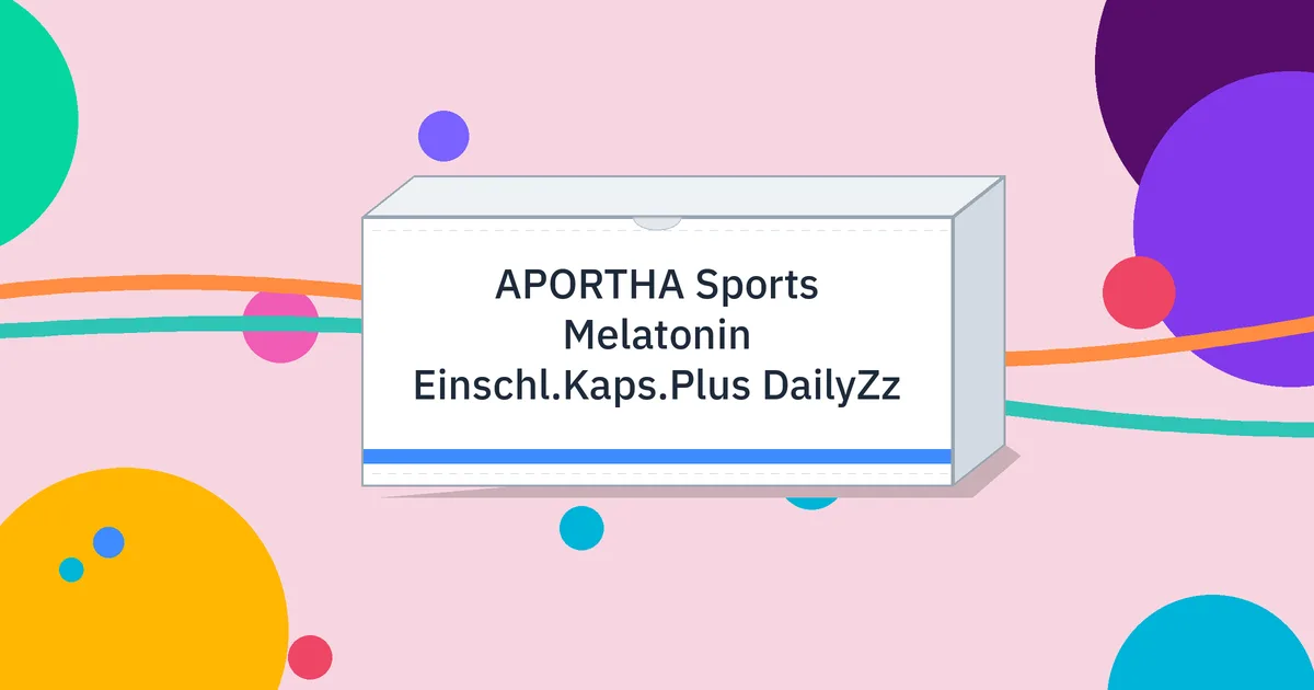 Symbolbild: Packung mit der Aufschrift APORTHA Sports Melatonin Einschl.Kaps.Plus DailyZz (PZN 17874476) – Verfügbarkeit und Bezug in Apotheken in Frankfurt am Main