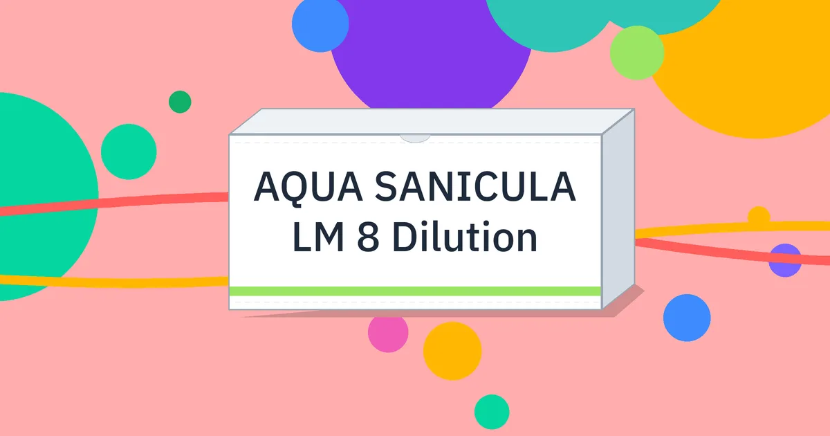Symbolbild: Packung mit der Aufschrift AQUA SANICULA LM 8 Dilution (PZN 13381854) – Verfügbarkeit und Bezug in Apotheken in Frankfurt am Main