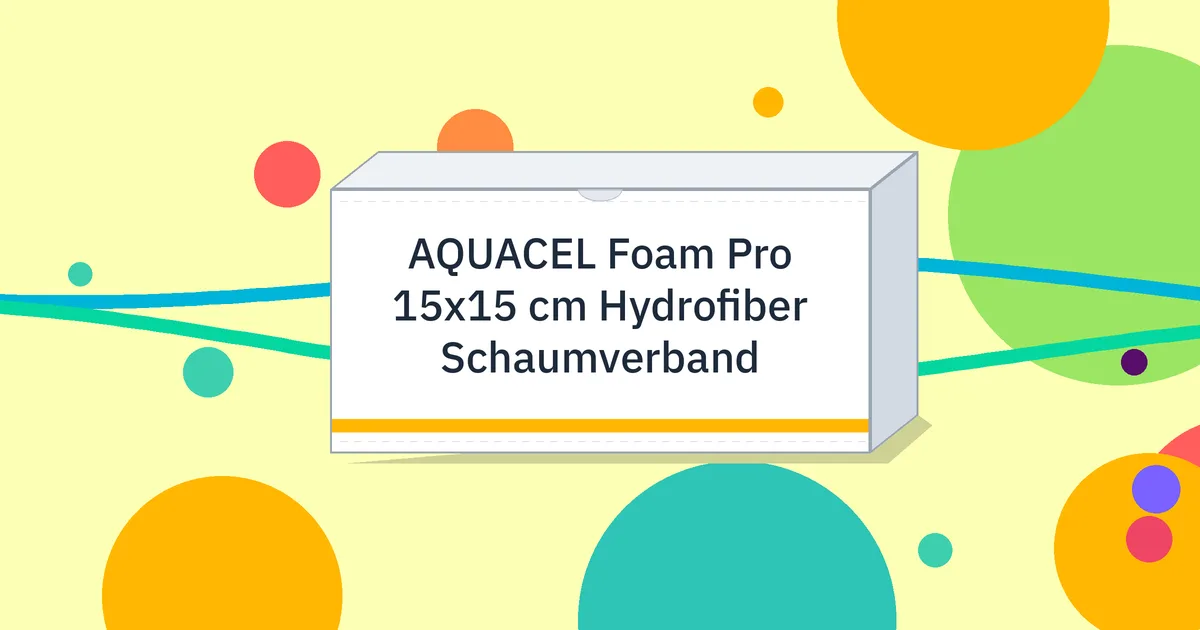 Symbolbild: Packung mit der Aufschrift AQUACEL Foam Pro 15x15 cm Hydrofiber Schaumverband (PZN 19347982) – Verfügbarkeit und Bezug in Apotheken in Frankfurt am Main