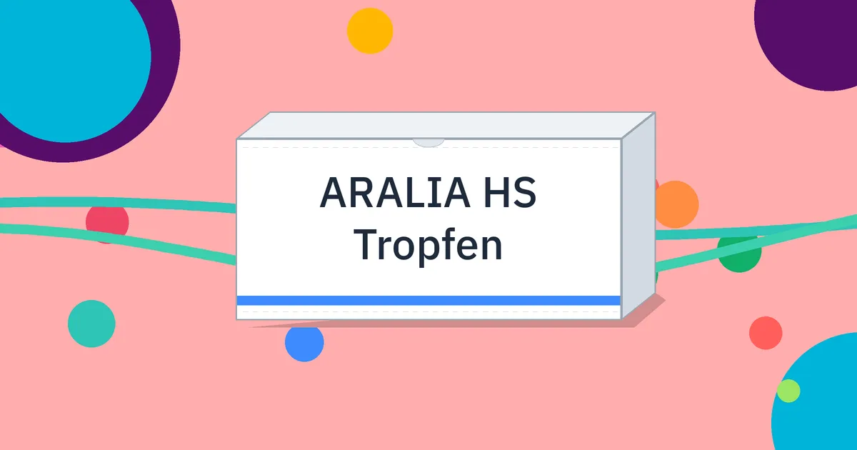 Symbolbild: Packung mit der Aufschrift ARALIA HS Tropfen (PZN 07500237) – Verfügbarkeit und Bezug in Apotheken in Frankfurt am Main