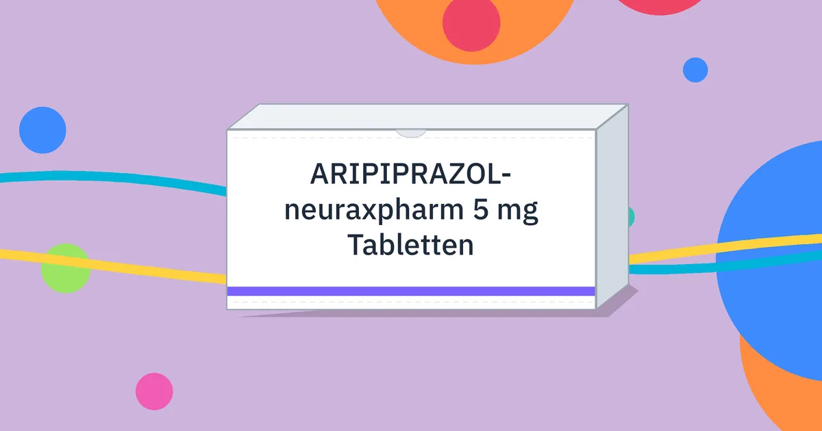 Symbolbild: Packung mit der Aufschrift ARIPIPRAZOL-neuraxpharm 5 mg Tabletten (PZN 10736185) – Verfügbarkeit und Bezug in Apotheken in Frankfurt am Main