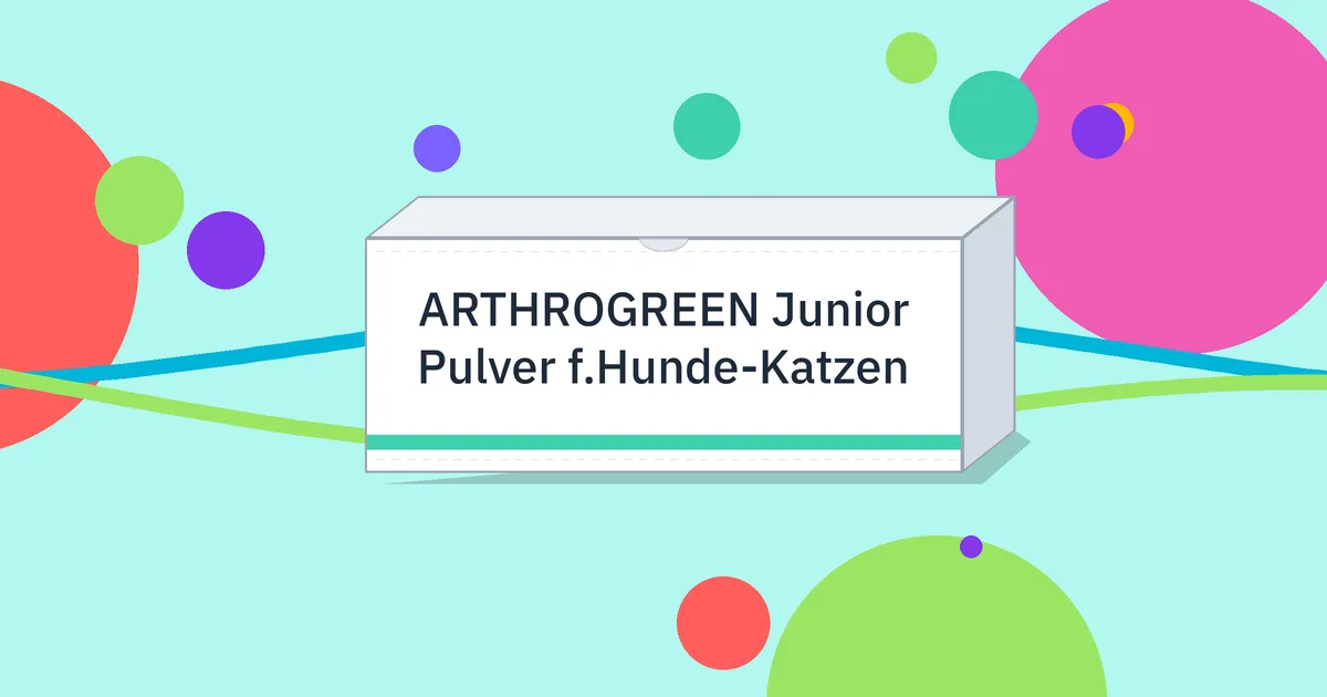 Symbolbild: Packung mit der Aufschrift ARTHROGREEN Junior Pulver f.Hunde-Katzen (PZN 10535570) – Verfügbarkeit und Bezug in Apotheken in Frankfurt am Main