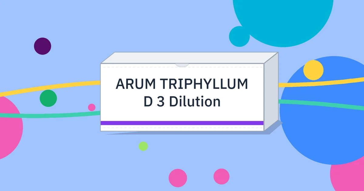 Symbolbild: Packung mit der Aufschrift ARUM TRIPHYLLUM D 3 Dilution (PZN 02808858) – Verfügbarkeit und Bezug in Apotheken in Frankfurt am Main
