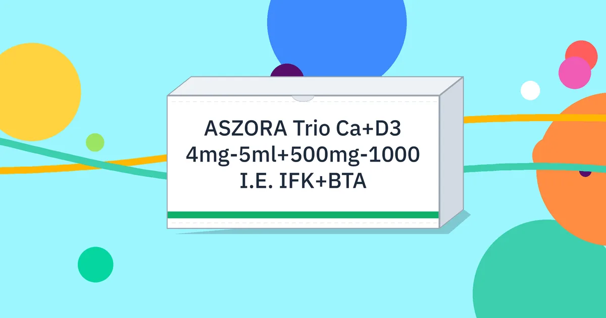 Symbolbild: Packung mit der Aufschrift ASZORA Trio Ca+D3 4mg-5ml+500mg-1000 I.E. IFK+BTA (PZN 10228508) – Verfügbarkeit und Bezug in Apotheken in Frankfurt am Main