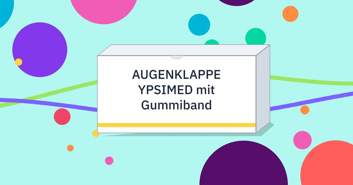 Symbolbild: Packung mit der Aufschrift AUGENKLAPPE YPSIMED mit Gummiband (PZN 03977646) – Verfügbarkeit und Bezug in Apotheken in Frankfurt am Main