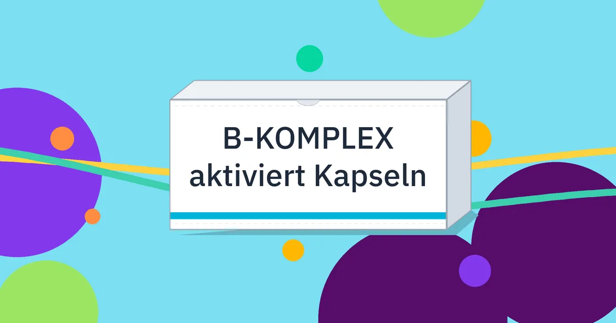 Symbolbild: Packung mit der Aufschrift B-KOMPLEX aktiviert Kapseln (PZN 14299379) – Verfügbarkeit und Bezug in Apotheken in Frankfurt am Main