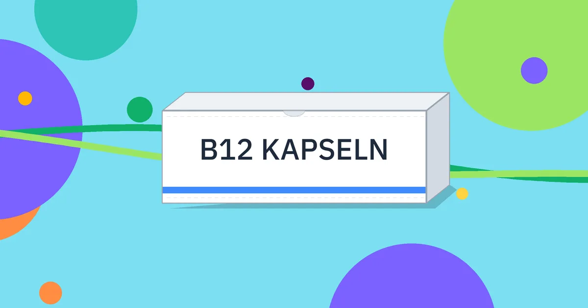 Symbolbild: Packung mit der Aufschrift B12 KAPSELN (PZN 01584500) – Verfügbarkeit und Bezug in Apotheken in Frankfurt am Main