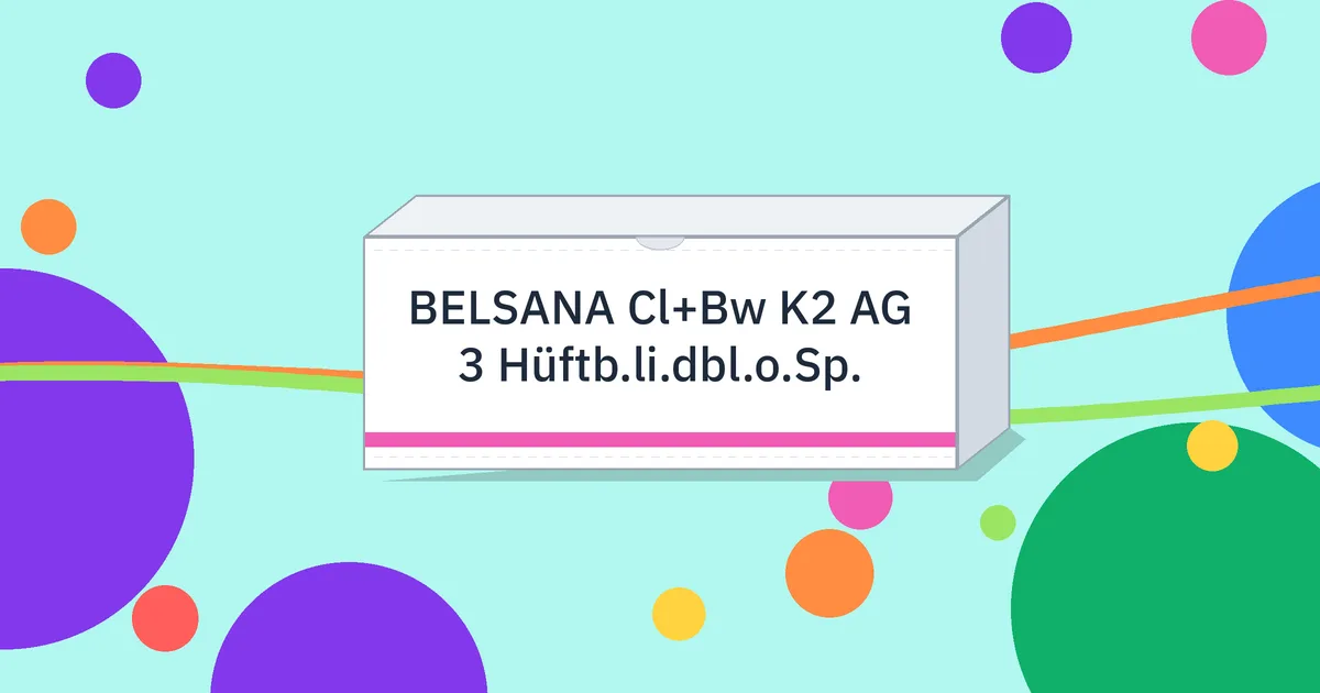 Symbolbild: Packung mit der Aufschrift BELSANA Cl+Bw K2 AG 3 Hüftb.li.dbl.o.Sp. (PZN 15628247) – Verfügbarkeit und Bezug in Apotheken in Frankfurt am Main