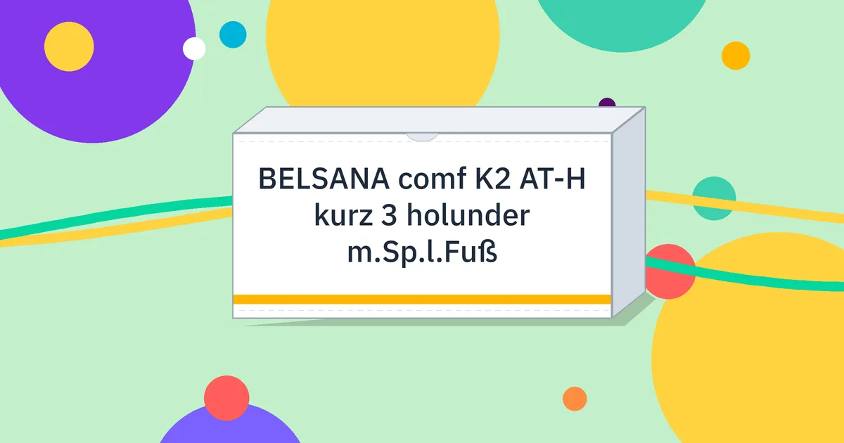 Symbolbild: Packung mit der Aufschrift BELSANA comf K2 AT-H kurz 3 holunder m.Sp.l.Fuß (PZN 12329455) – Verfügbarkeit und Bezug in Apotheken in Frankfurt am Main