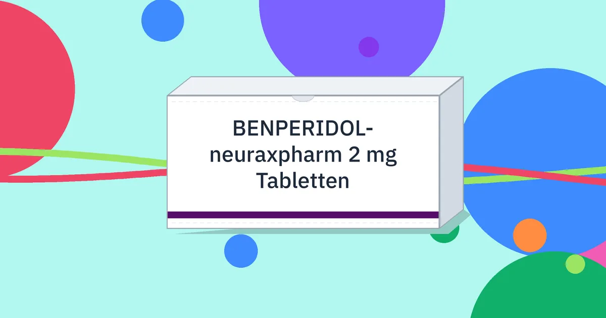 Symbolbild: Packung mit der Aufschrift BENPERIDOL-neuraxpharm 2 mg Tabletten (PZN 04815242) – Verfügbarkeit und Bezug in Apotheken in Frankfurt am Main