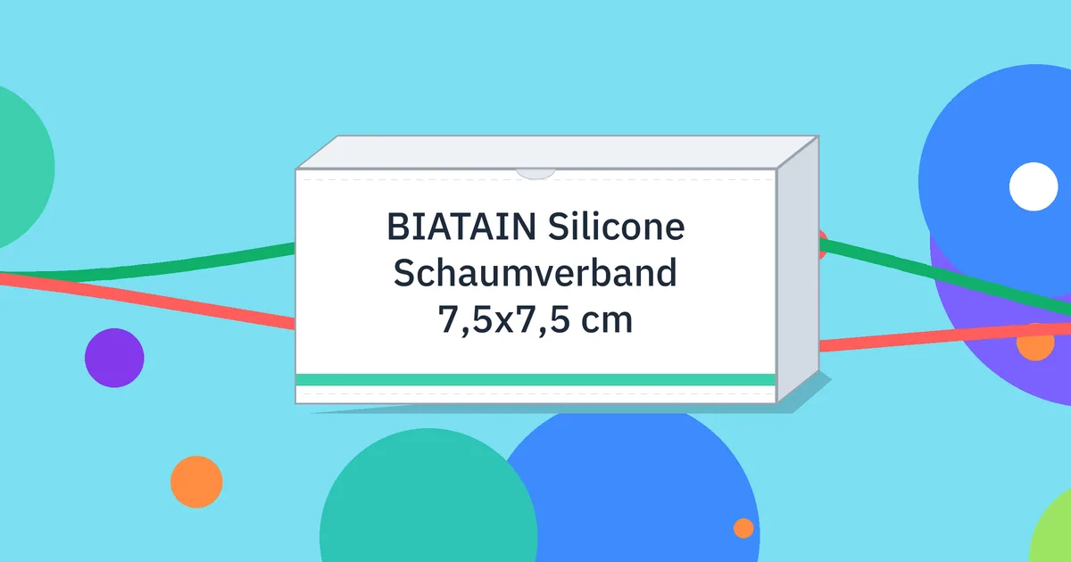 Symbolbild: Packung mit der Aufschrift BIATAIN Silicone Schaumverband 7,5x7,5 cm (PZN 13820874) – Verfügbarkeit und Bezug in Apotheken in Frankfurt am Main