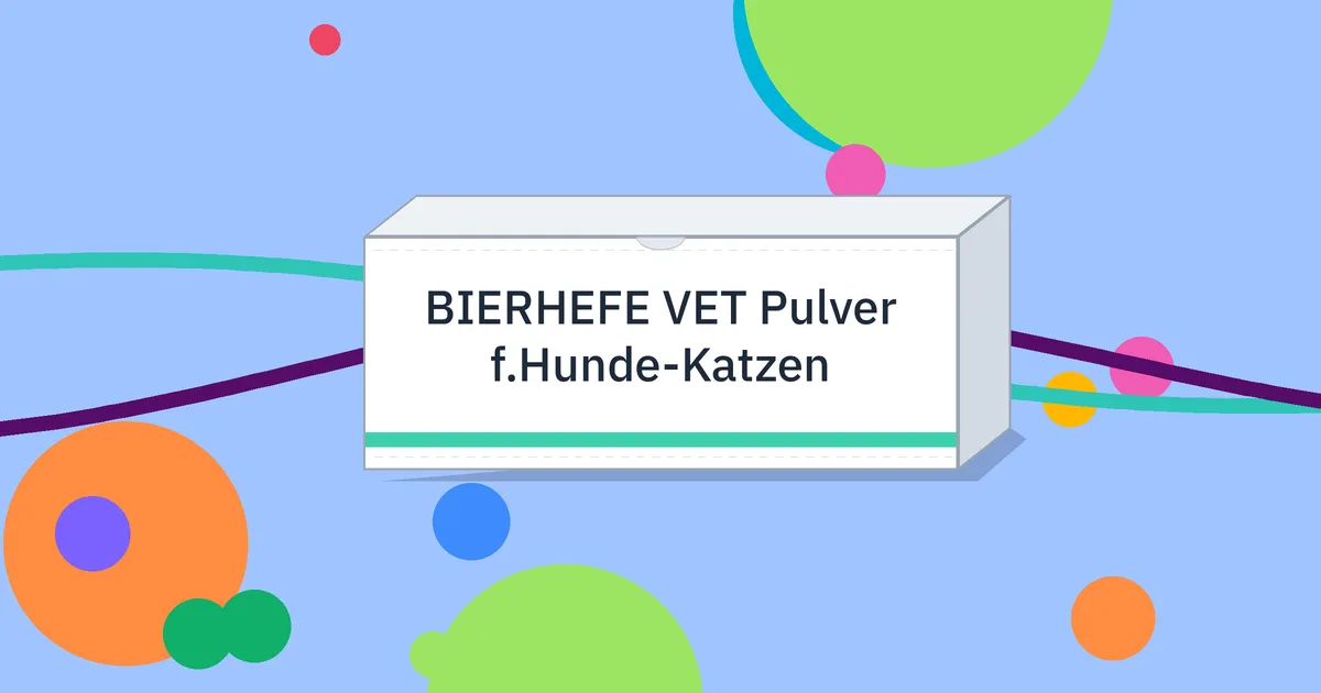 Symbolbild: Packung mit der Aufschrift BIERHEFE VET Pulver f.Hunde-Katzen (PZN 16894399) – Verfügbarkeit und Bezug in Apotheken in Frankfurt am Main