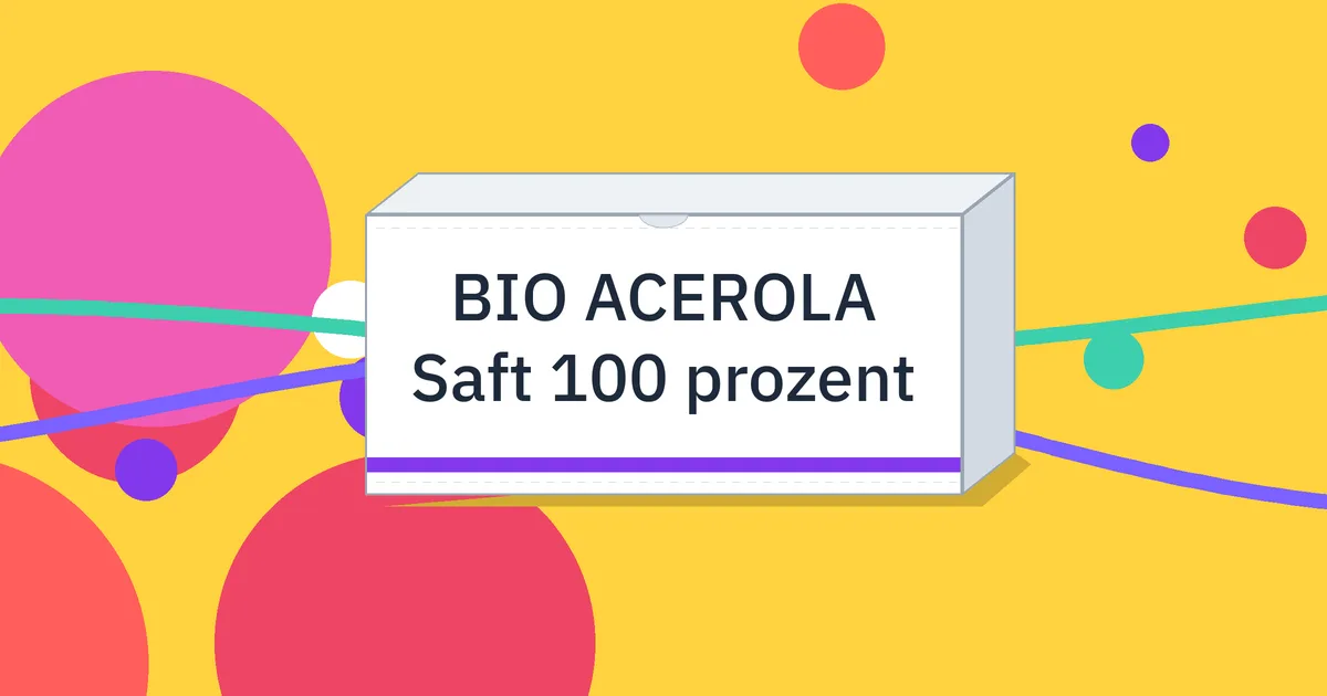 Symbolbild: Packung mit der Aufschrift BIO ACEROLA Saft 100 prozent (PZN 09510688) – Verfügbarkeit und Bezug in Apotheken in Frankfurt am Main