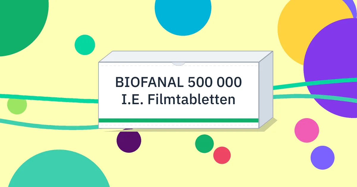 Symbolbild: Packung mit der Aufschrift BIOFANAL 500 000 I.E. Filmtabletten (PZN 16235219) – Verfügbarkeit und Bezug in Apotheken in Frankfurt am Main